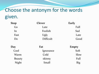 Antonyms | PPTX