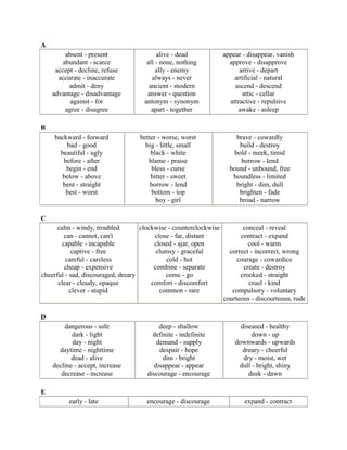 Antonyms | DOCX