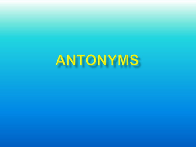 ANTONYMS - THE PORTRAIT OF LADY | PPT