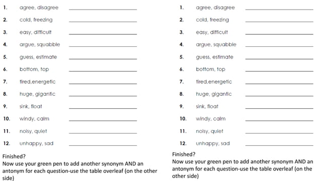 Antonyms and synonyms | PPT