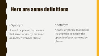 Antonyms&synonyms | PPTX