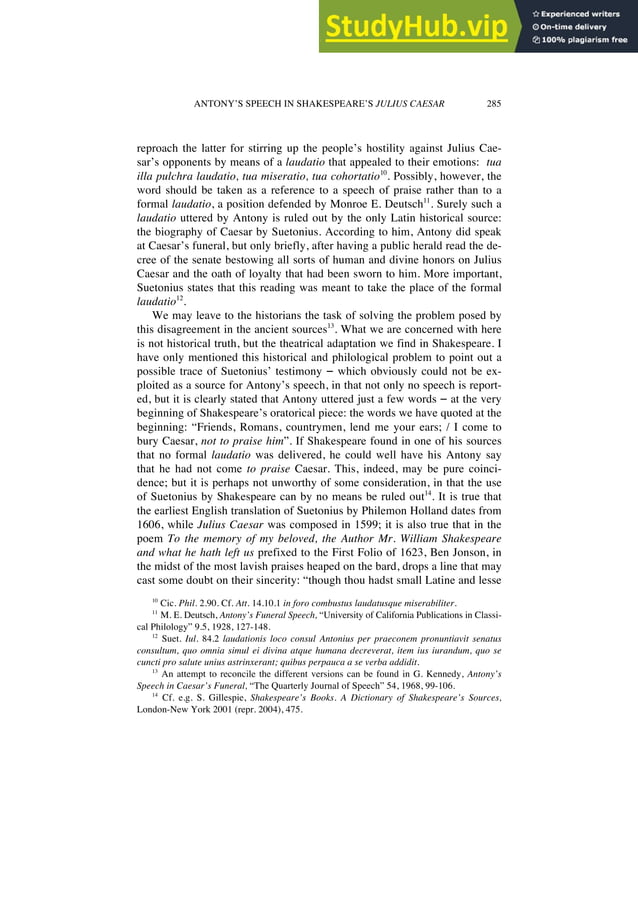 Antony S Speech In Shakespeare S Quot Julius Caesar Quot And The ...