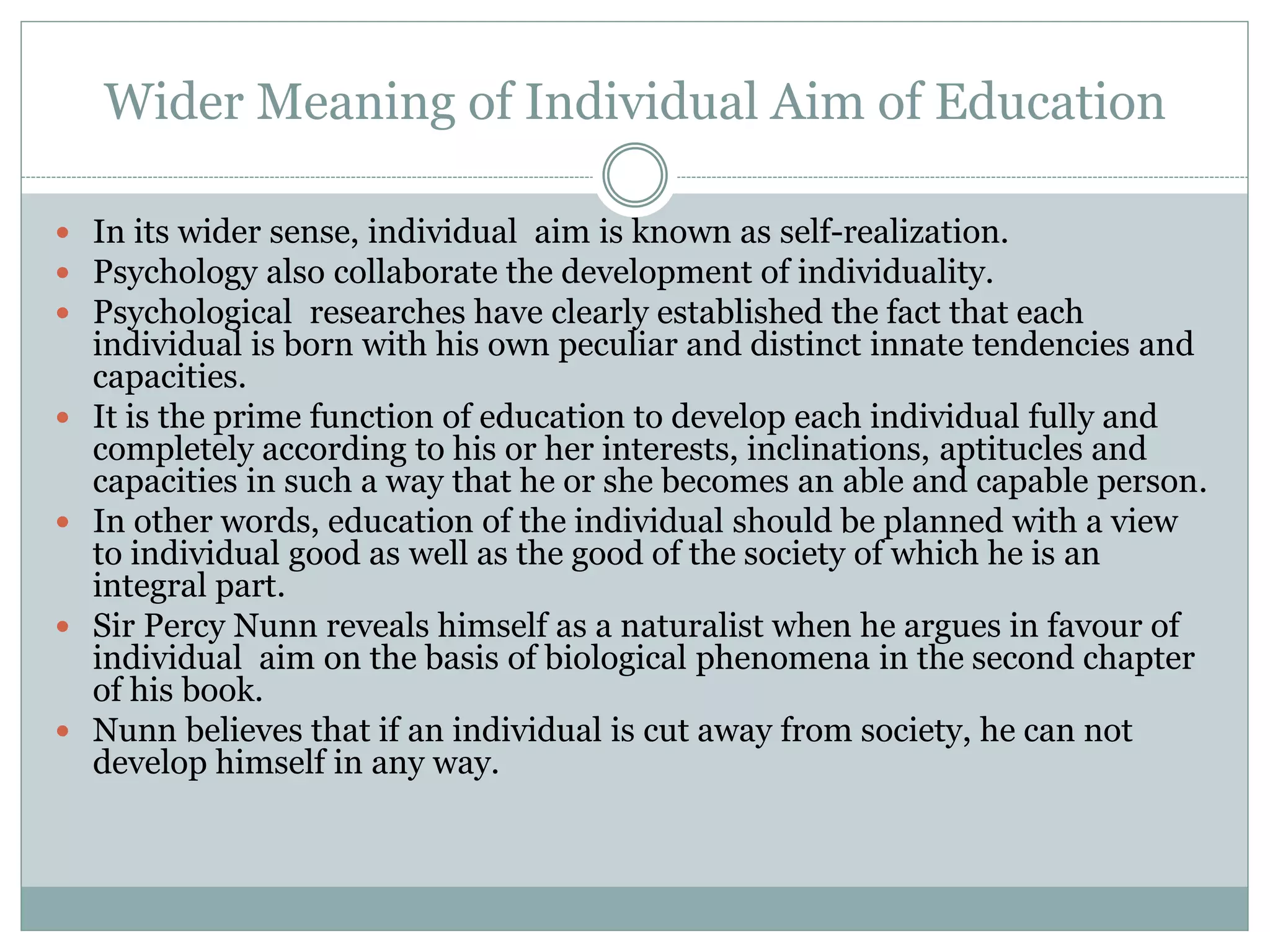 INDIVIDUAL AIM OF EDUCATION PPT | PPTX