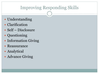 RESPONDING SKILLS IN GUIDANCE AND COUNSELLING | PPTX