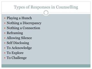 RESPONDING SKILLS IN GUIDANCE AND COUNSELLING | PPTX