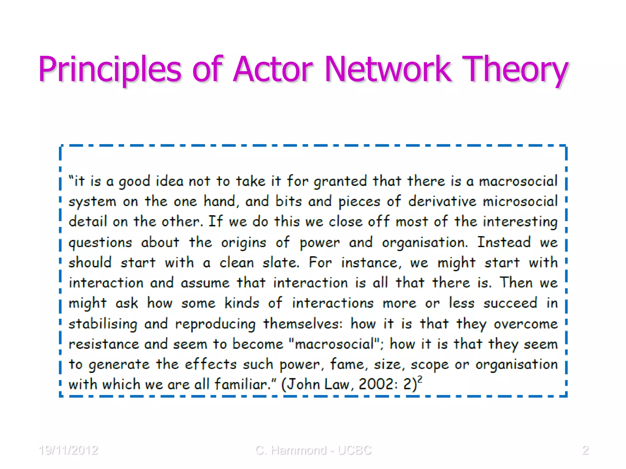 Actor Network Theory - Modernity to Postmodernity | PPTX