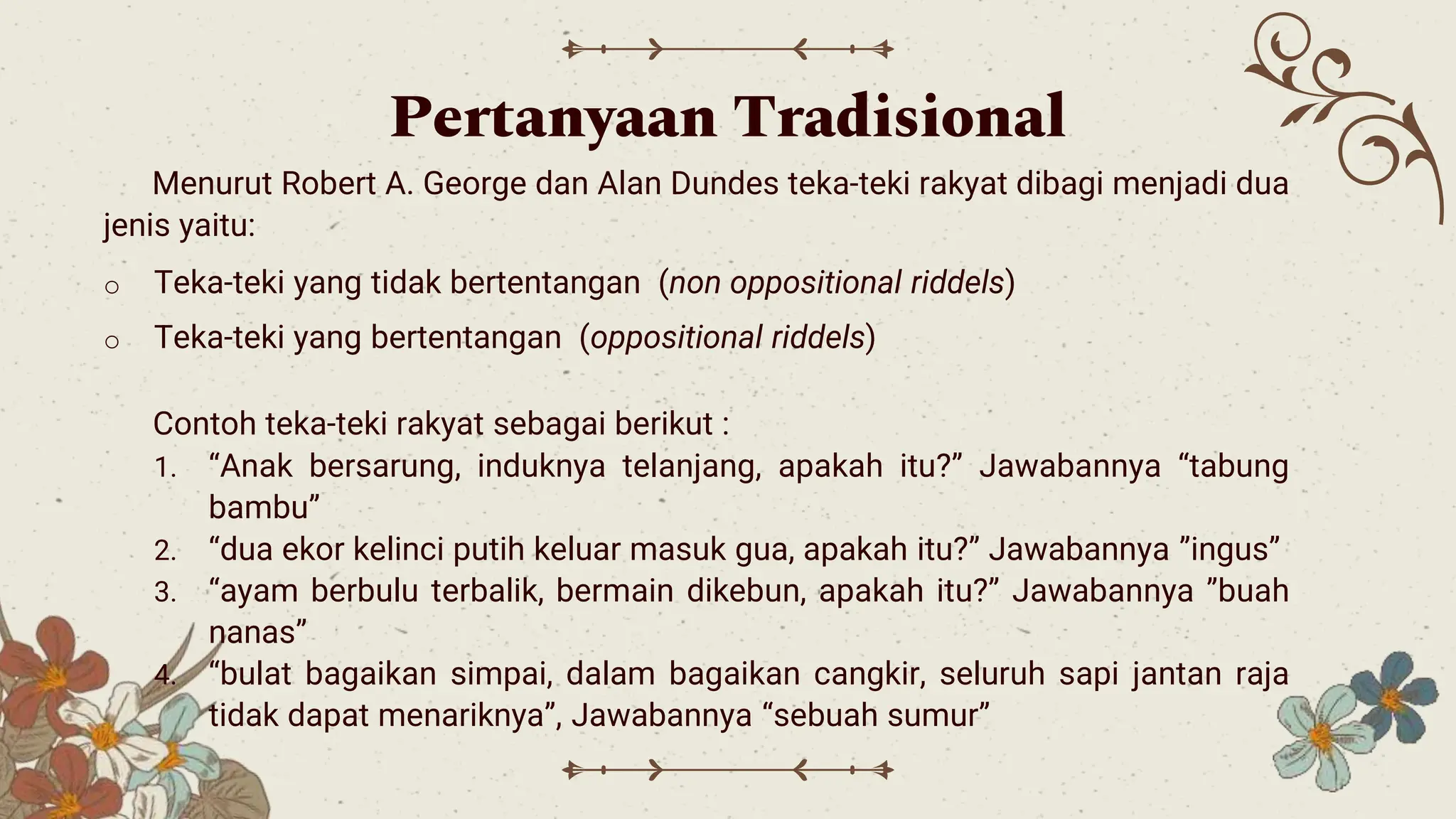 folkor lisan di Indonesia (sajak, peribahasa, nyanyian rakyat, dan teka ...