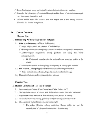 Social anthropology course content and module | PDF