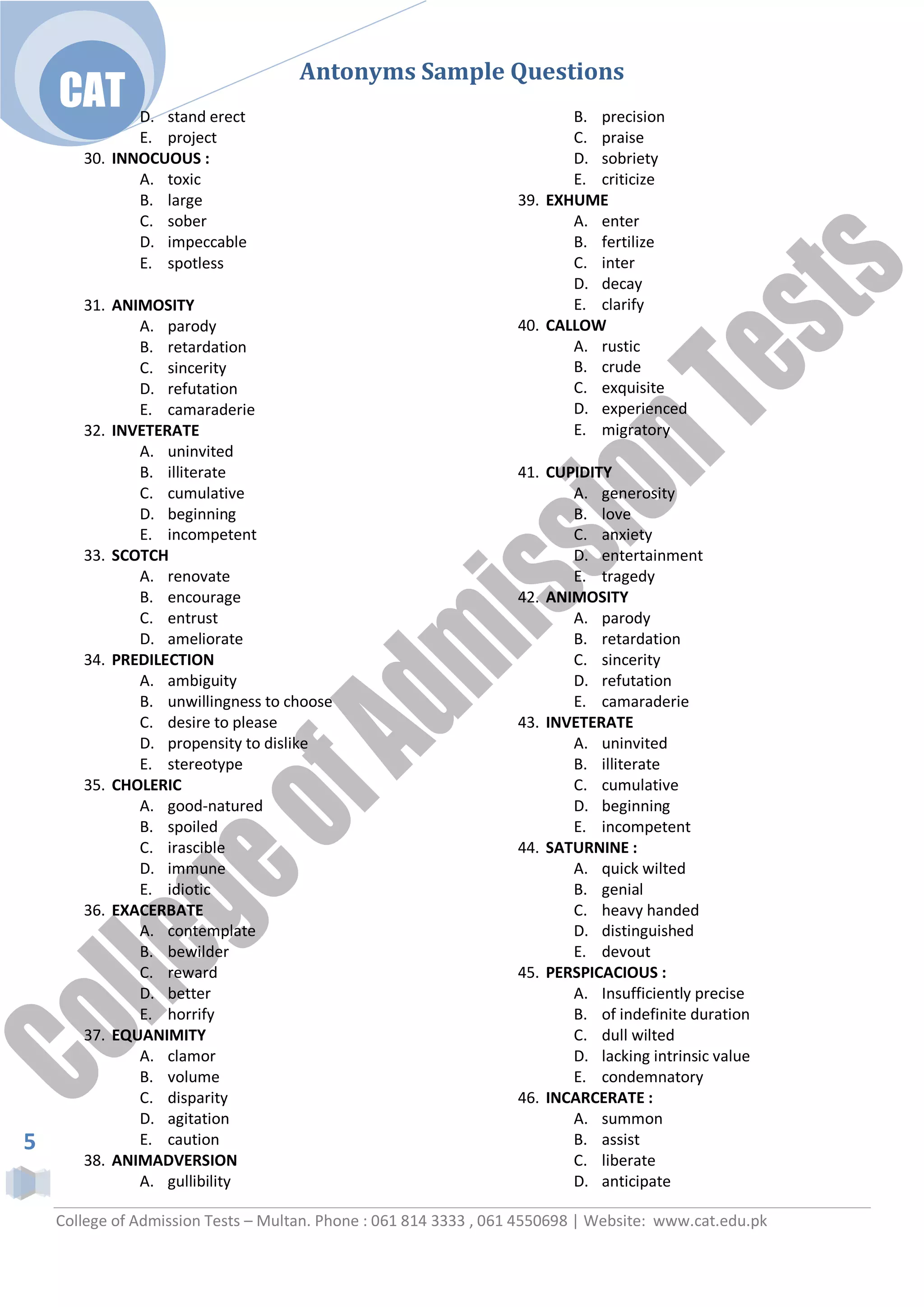 GAT NTS SAMPLE PAPERS MATERIAL PART 5 | PDF | Free Download