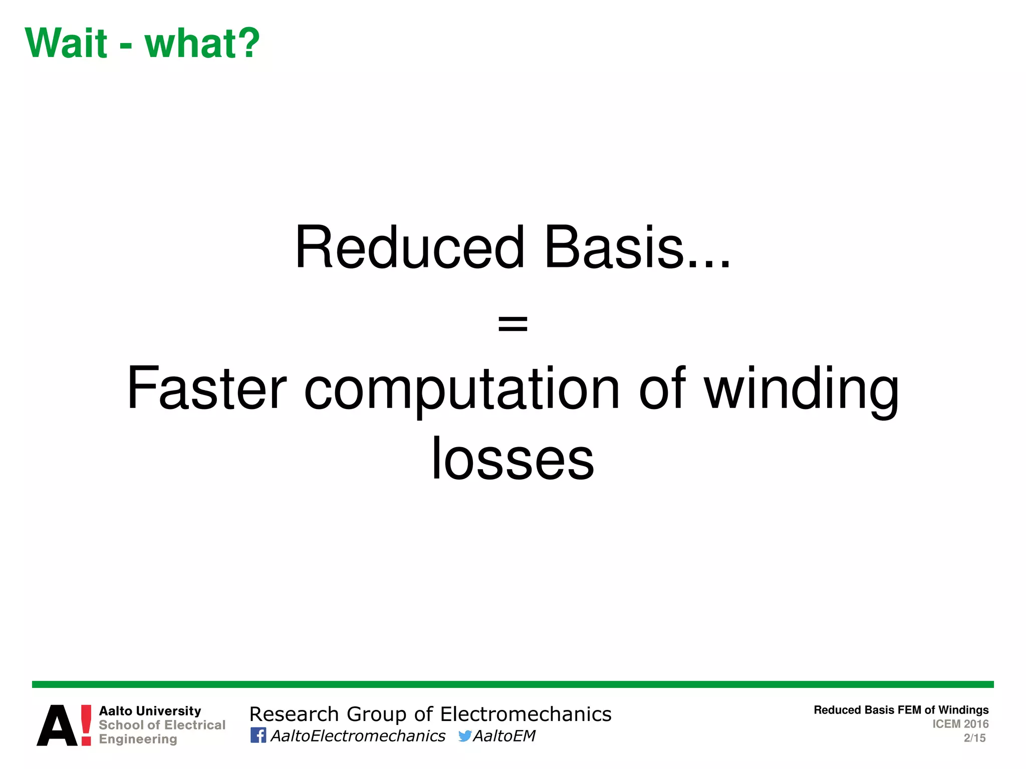 Reduced Basis Finite Element Modelling of Electrical Machines with Multi-Conductor Windings | PDF