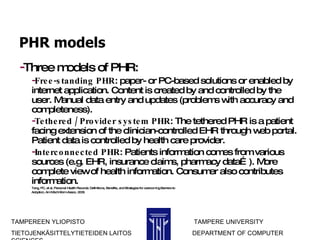 Personal health records - basic concepts and models | PPT