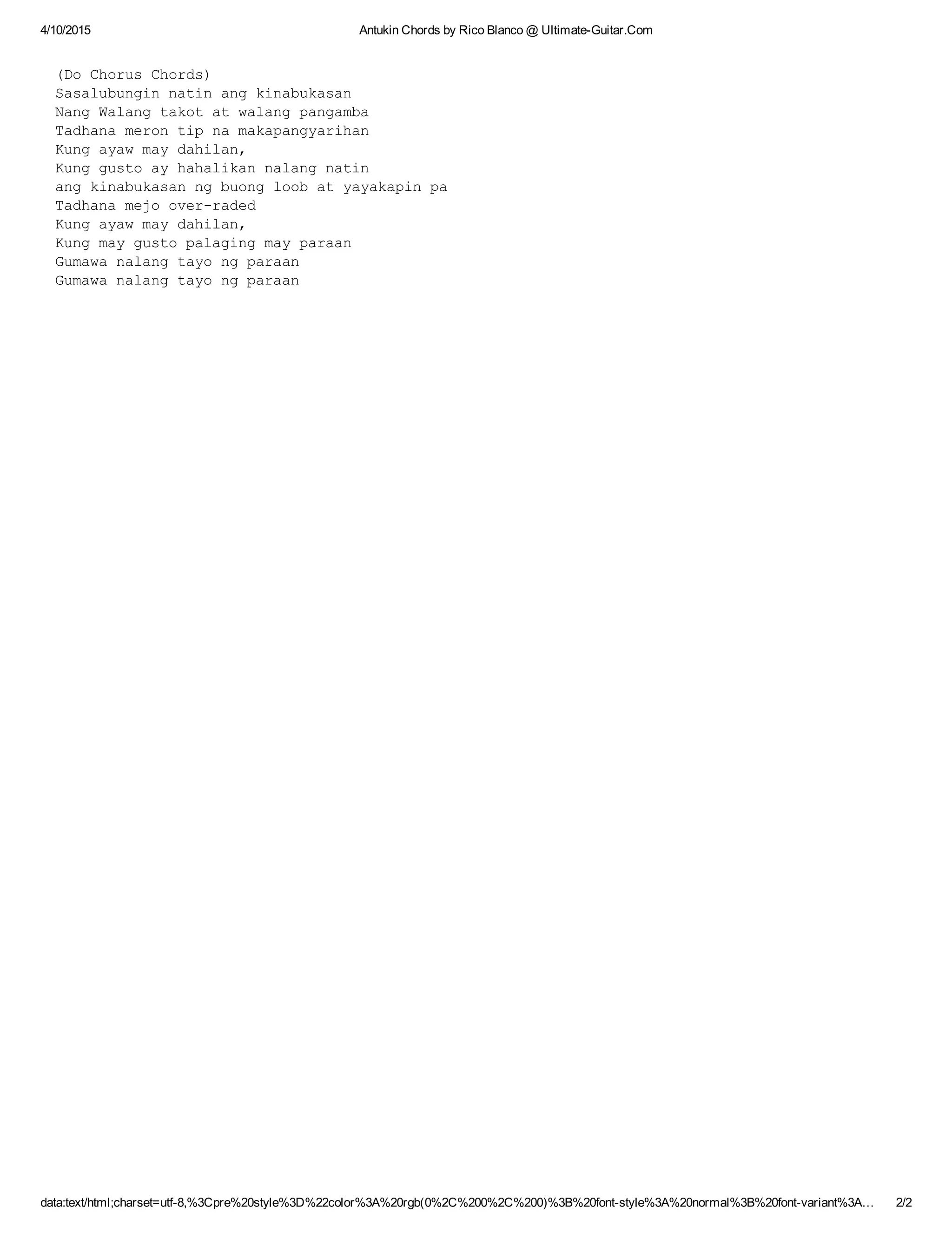 Antukin chords by rico blanco @ ultimate guitar | PDF