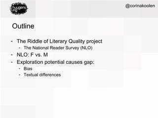 Gender and the Riddle of Literary Quality | PPT | Books and Literature