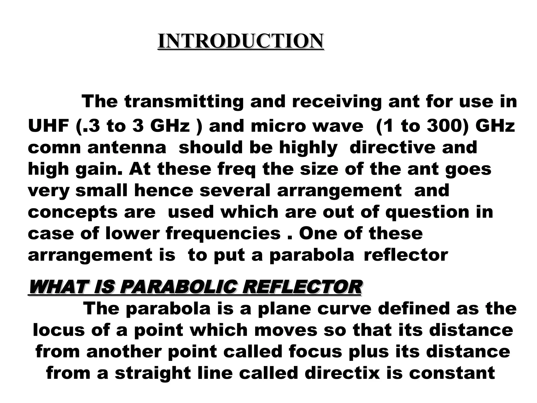 RADIO SET ANTENA WITH PARABOLA REFLECTOR.ppt