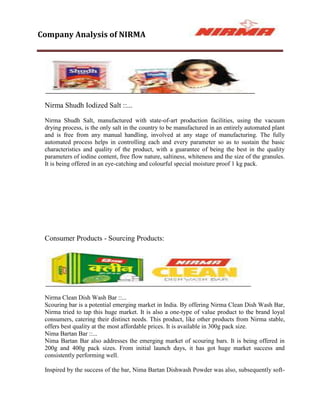 Nirma company analysis | DOCX