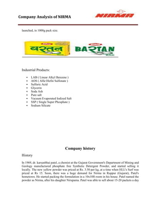 Nirma company analysis | DOCX