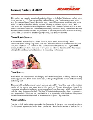 Nirma company analysis | DOCX