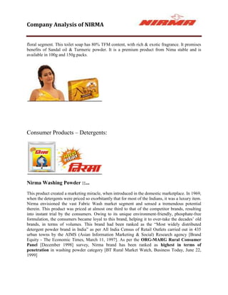 Nirma company analysis | DOCX