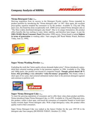 Nirma company analysis | PDF | Free Download
