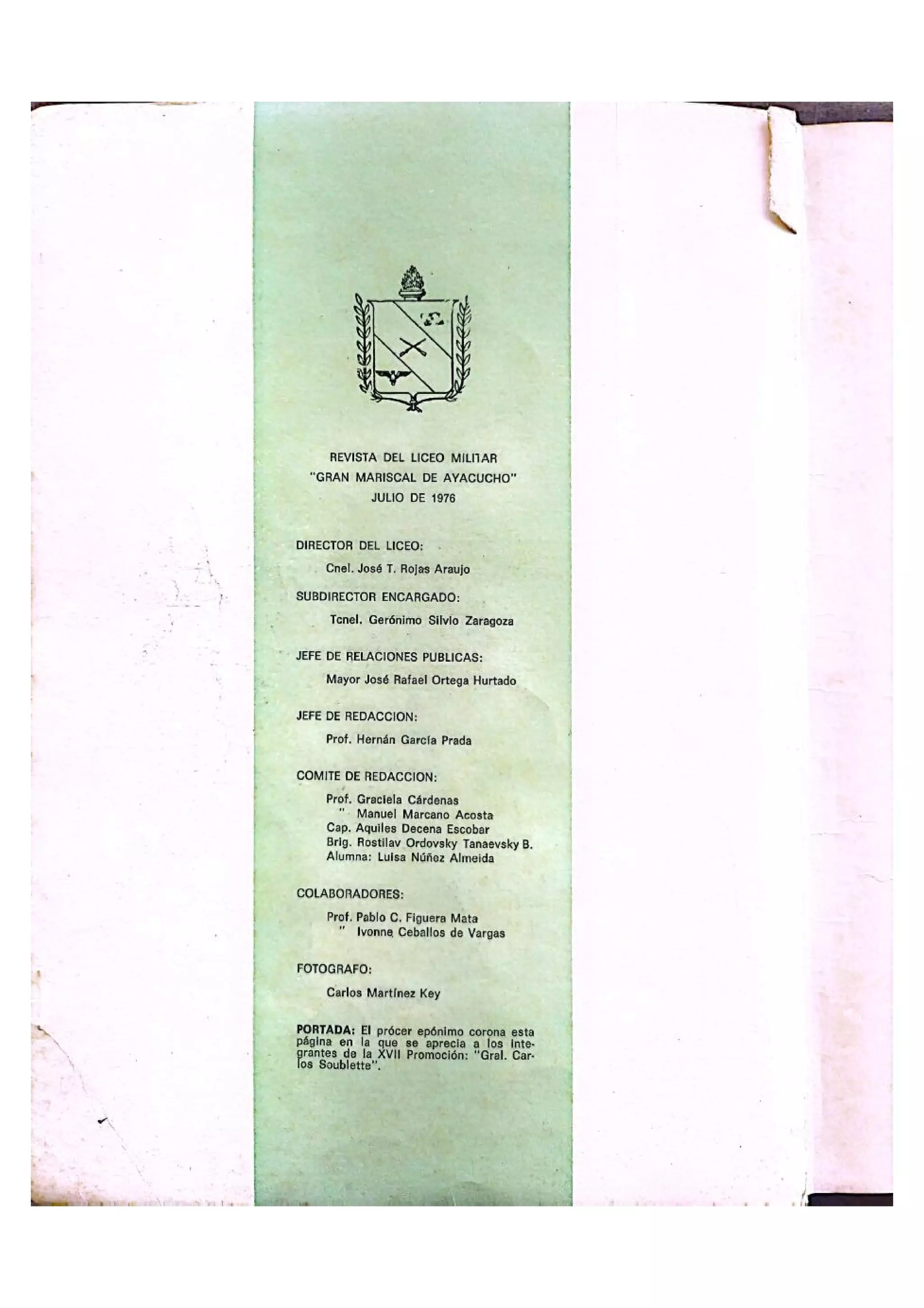 Anuario 1976 del Liceo Militar Gran Mariscal de Ayacucho | PDF