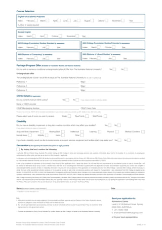 Australian National University Anu college application form 0715 | PDF