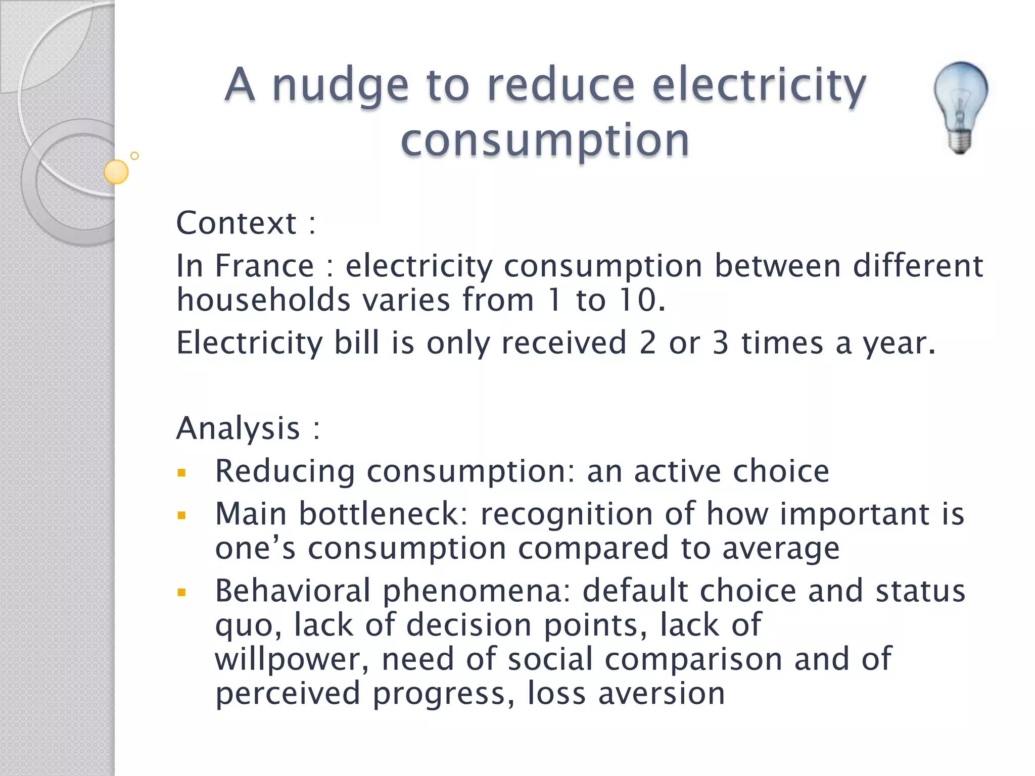 A nudge to reduce electricity consumption | PPTX