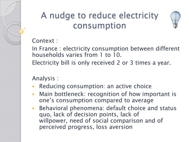 A nudge to reduce electricity consumption | PPTX