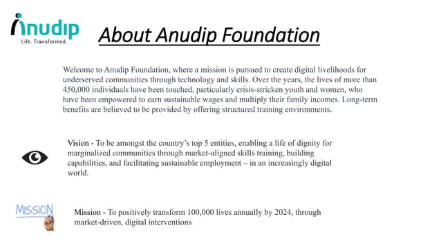 Anudip Foundation- Vocational and Skill Development Training Center.pptx | Non-Profit ...