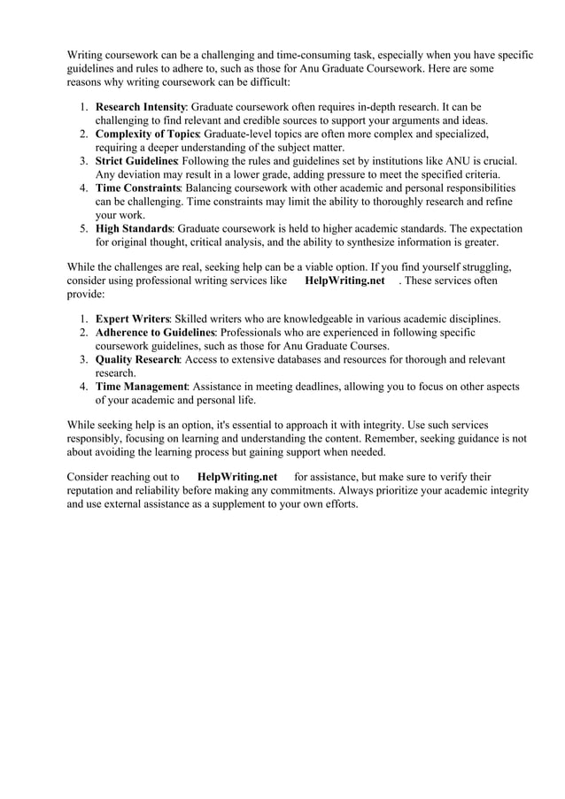 Anu Graduate Coursework Rules. Unless otherwise de | PDF