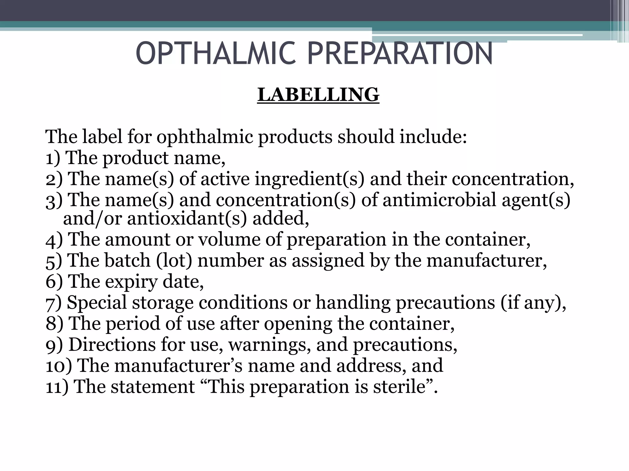 OPTHALMIC PREPARATION | PPTX