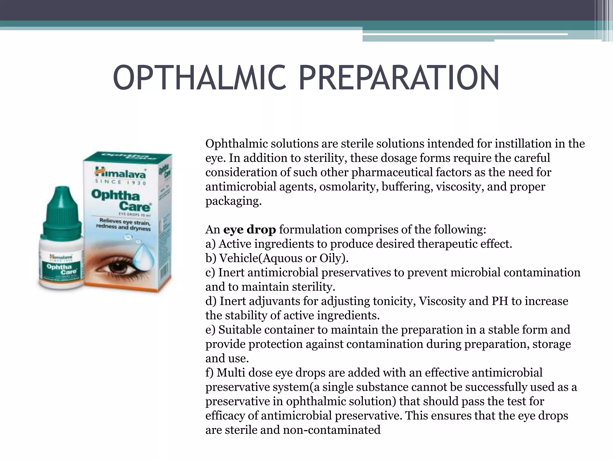 OPTHALMIC PREPARATION | PPTX