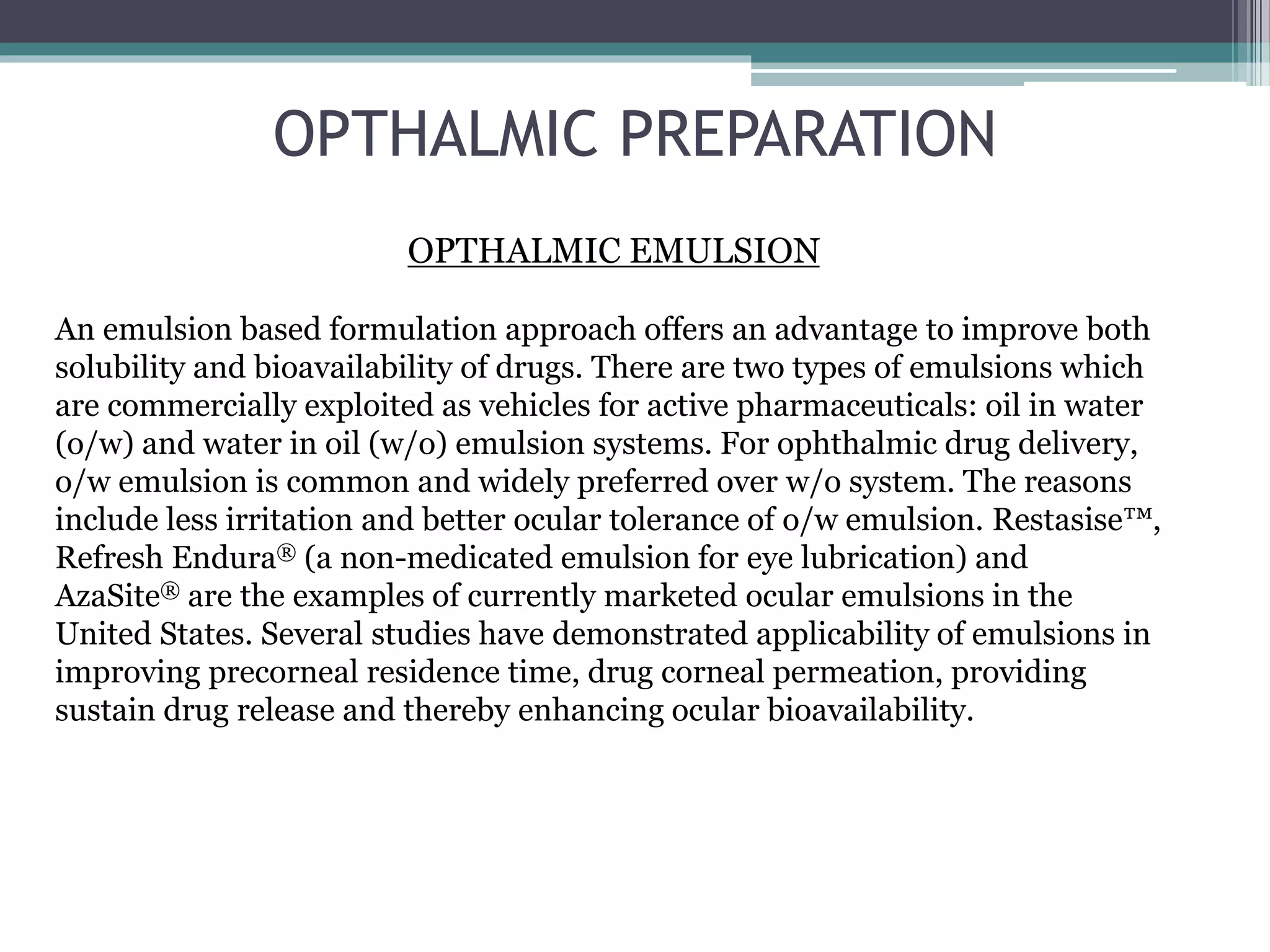 OPTHALMIC PREPARATION | PPTX
