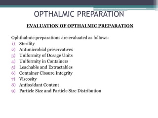 OPTHALMIC PREPARATION | PPTX