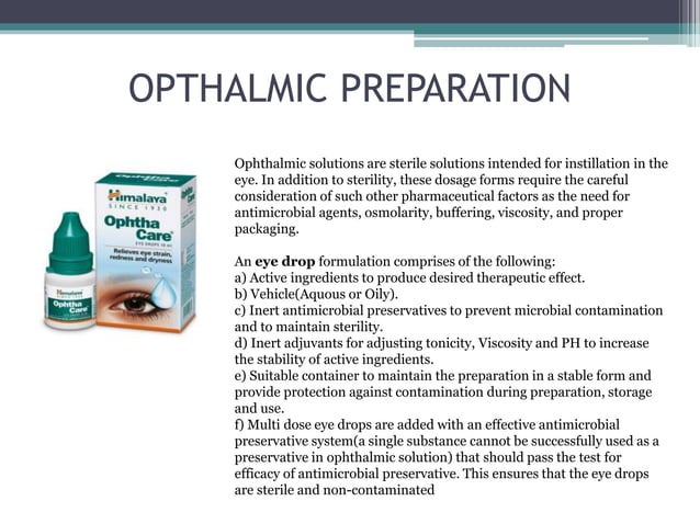 OPTHALMIC PREPARATION | PPTX