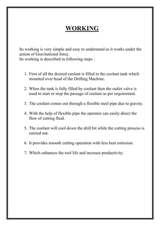 Project Report on Automatic Coolant System For Drilling Machines | PDF