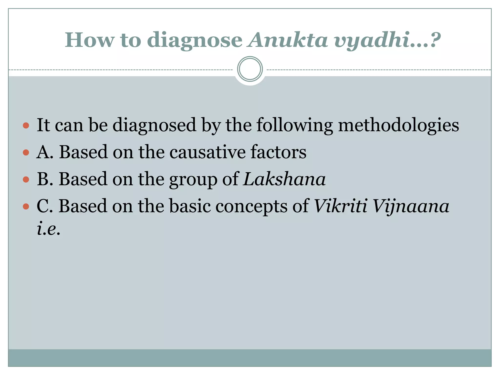 Anukta vyadhi siddhantha | PDF