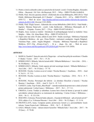 Lectura ca bază pentru dezvoltare și cunoaștere. Listă bibliografică ...