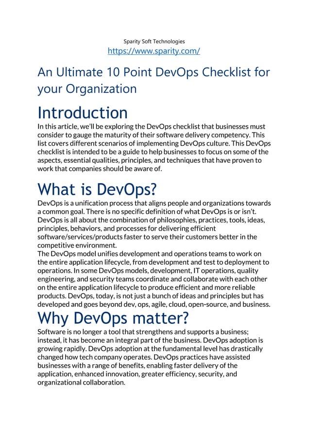 An Ultimate 10 Point DevOps Checklist for your Organization.pdf