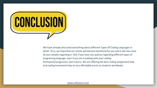 Types Of Coding Languages: A Complete Guide To Master Programming | PPTX