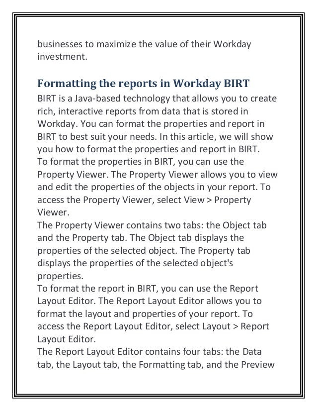 An Ultimate Guide On Workday Birt Pdf 