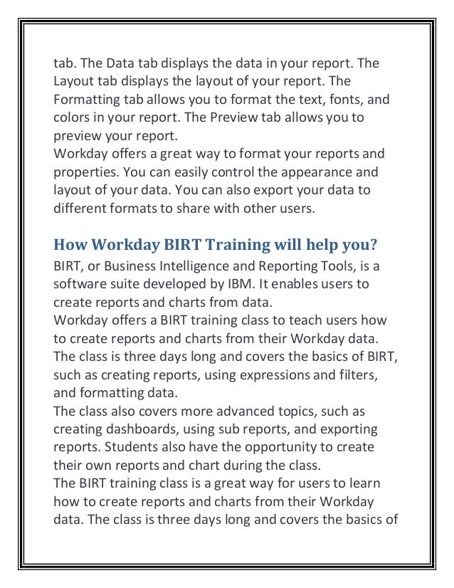 An Ultimate Guide on Workday BIRT | PDF