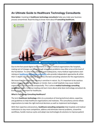 An ultimate guide to healthcare technology consultants.pdf