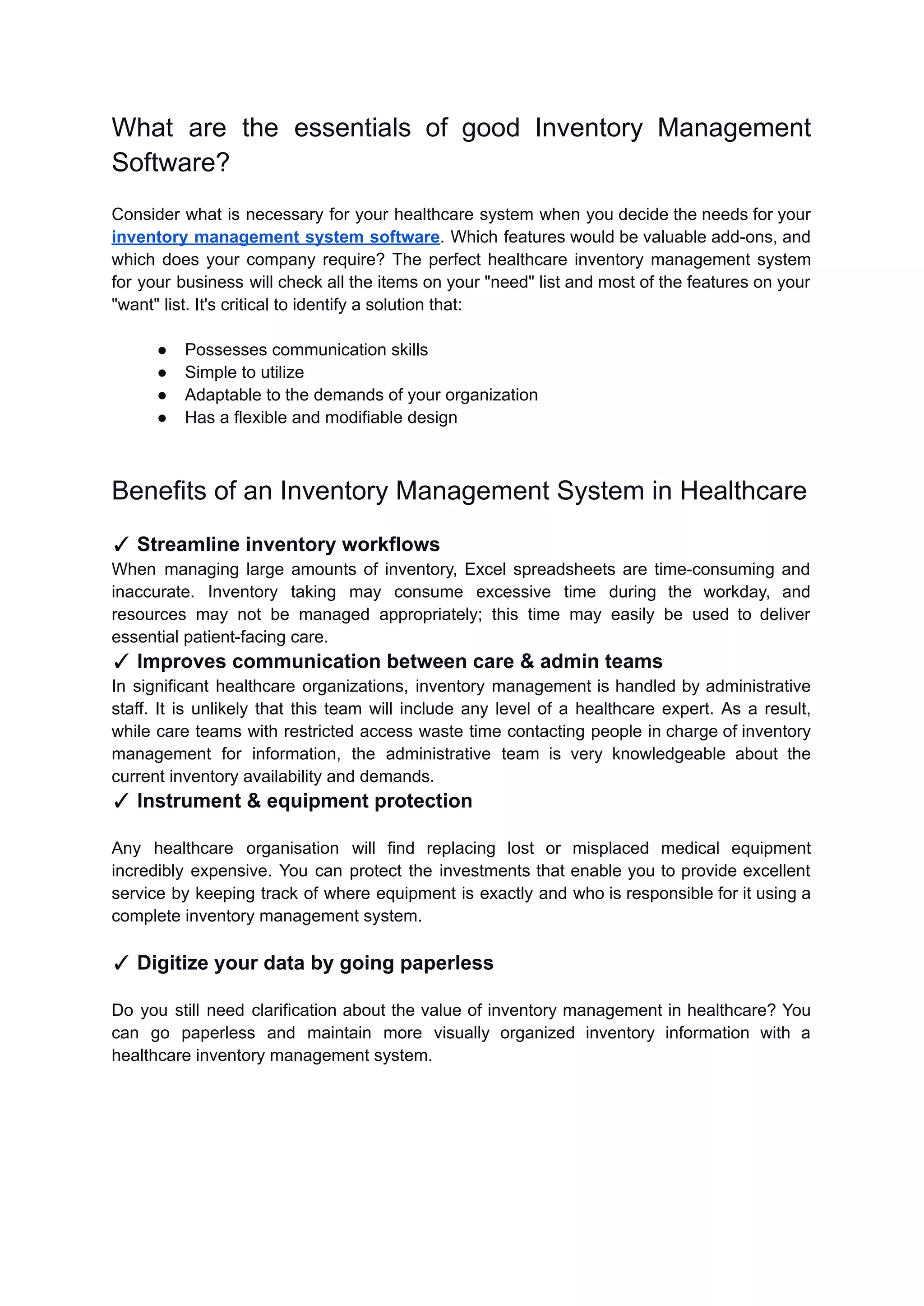 An Ultimate Guide to Inventory Management System for Hospitals | PDF