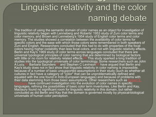 Linguistic Relativity And The Color Naming Debate