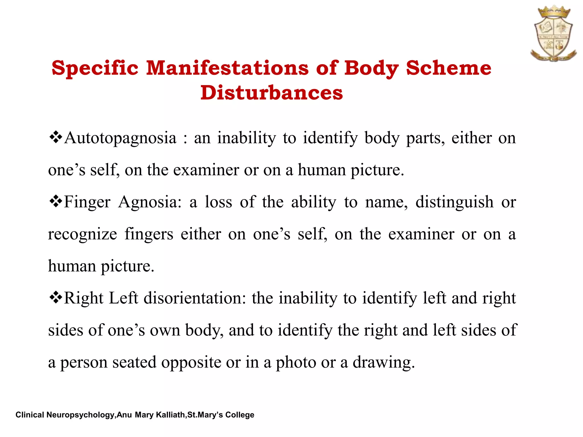 Psychology-Body Scheme Disturbances | PPTX