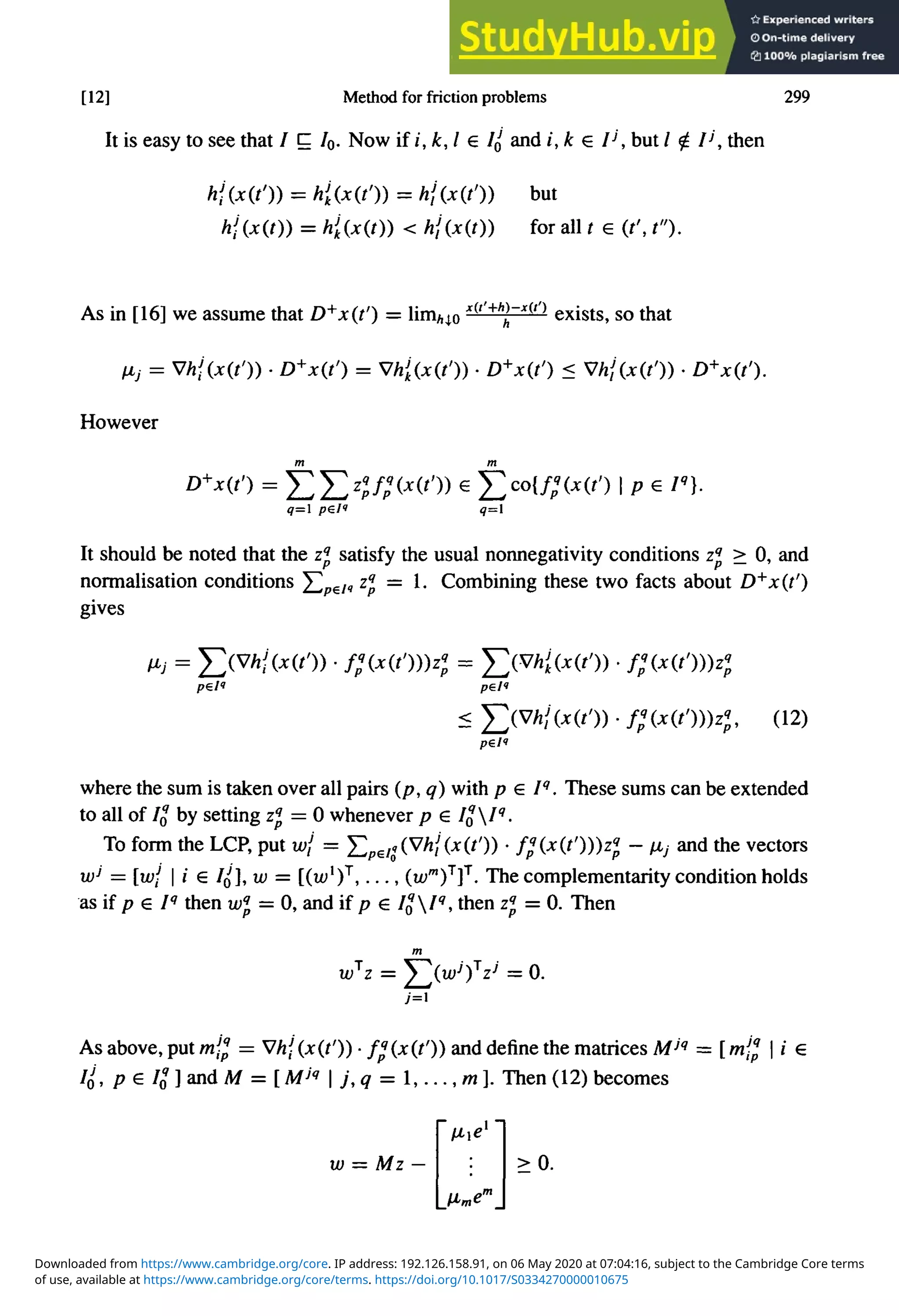 A Numerical Method For Friction Problems With Multiple Contacts | PDF