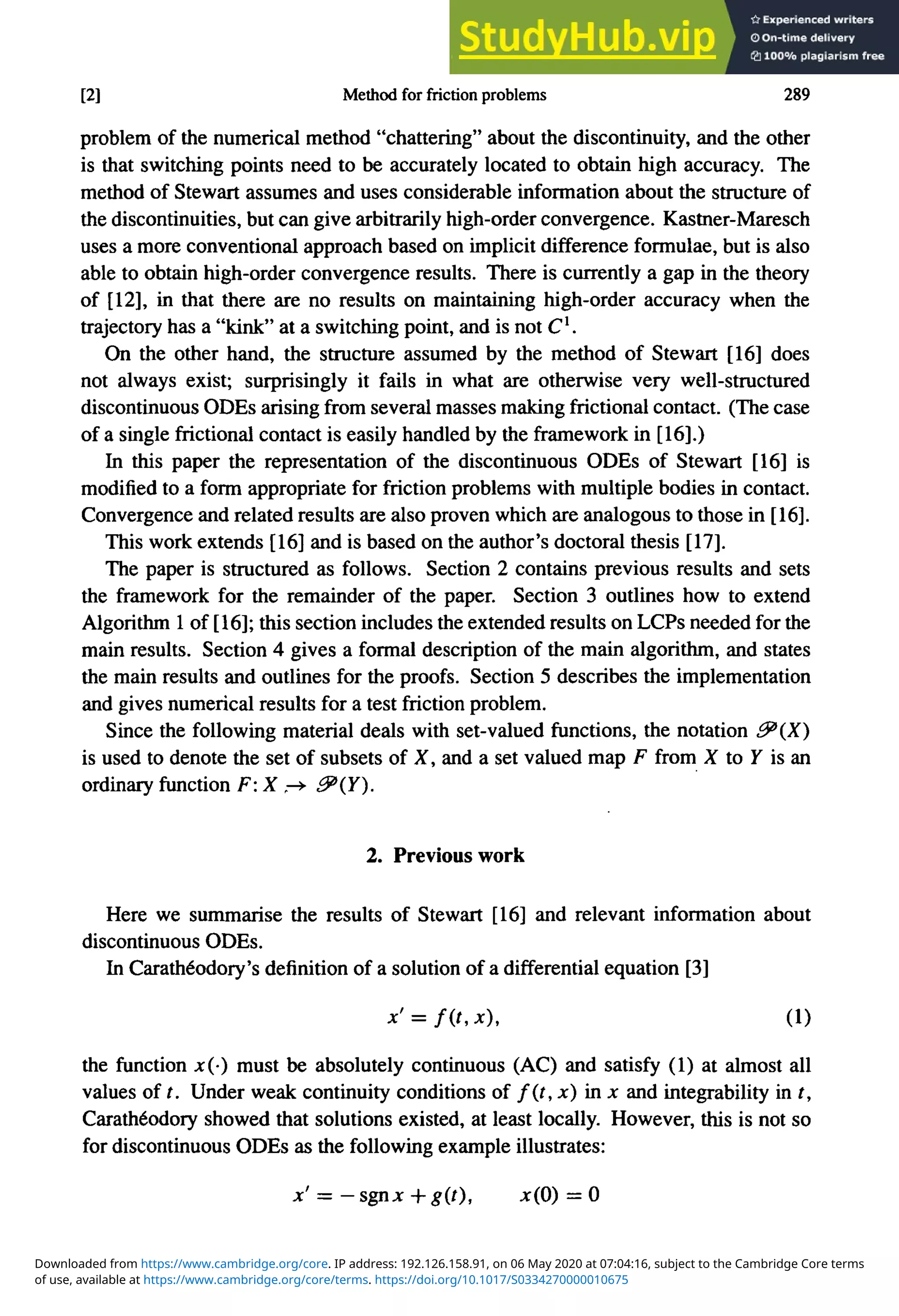 A Numerical Method For Friction Problems With Multiple Contacts | PDF