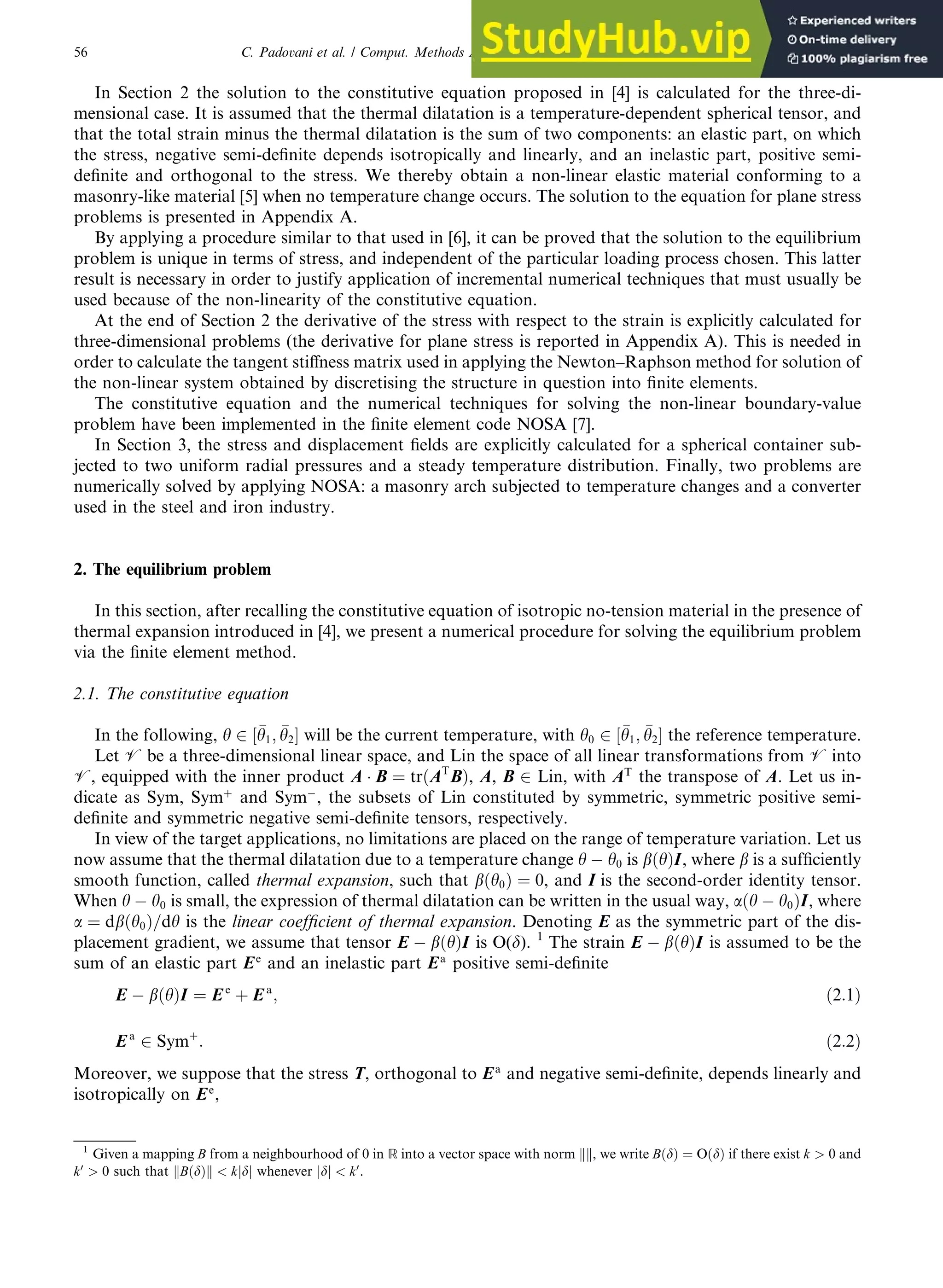 A Numerical Method For Solving Equilibrium Problems Of No-Tension Solids Subjected To Thermal ...