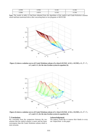 A Numerical Solution for Sine Gordon Type System | PDF