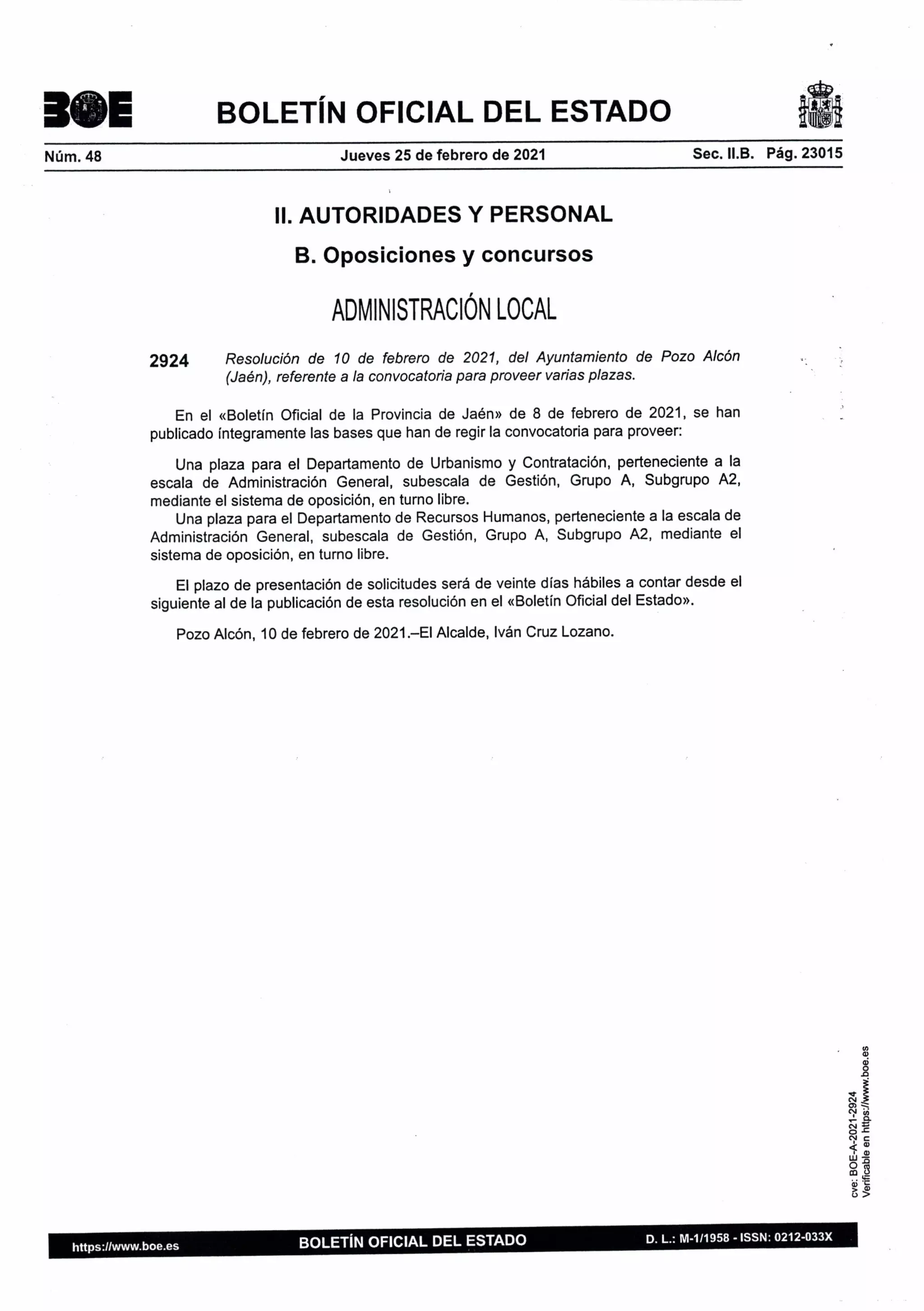 Anuncio BOE | PDF